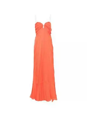 Raquel Diniz Ruched Maxi Dress With Keyhole Detail - Orange