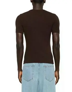 ENTIRE STUDIOS Redwood Ribbed Knit T-shirt - Brown