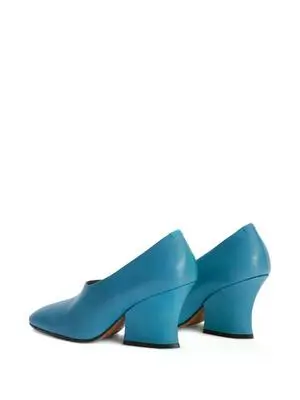 JIL SANDER Leather Block Heel Pumps - Blue