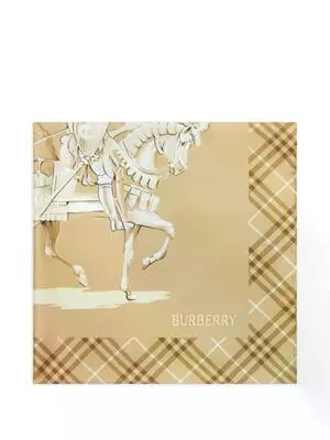 Burberry Check-border Equestrian-print Scarf - Neutrals