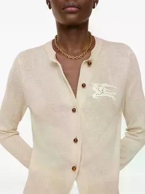 Burberry Knitted Cotton Wool Cardigan With Equestrian Knight Design