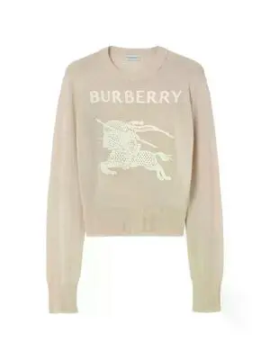 Burberry Knight Logo Cotton-wool Blend Knit Sweater - Neutrals
