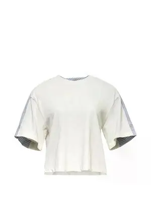RE CODE Twisted Striped-back T-shirt - Neutrals