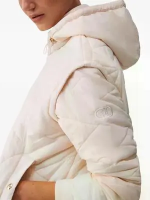 Liu Jo Quilted Hooded Jacket With Drawstring And Removable Sleeves