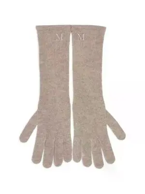 Max Mara Embroidered Knitted Gloves - Neutrals