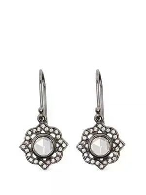 REWIND VINTAGE AFFAIRS 18kt Black Gold Nova Diamond Drop Earrings - Silver