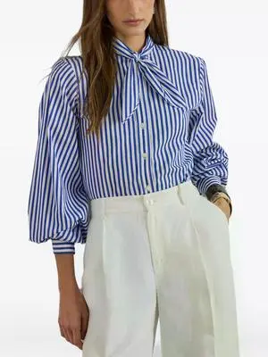 Ralph Lauren Striped Tie-neck Blouse