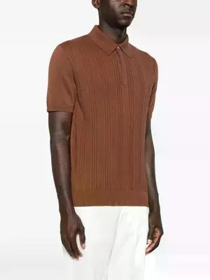 Canali Textured Short-sleeve Polo Shirt
