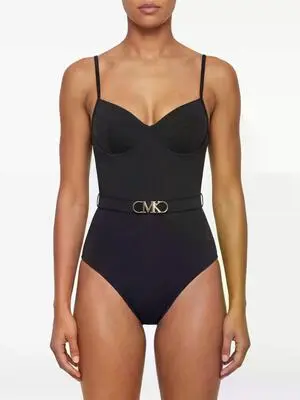 Michael Kors Logo Belted One Piece Swimsuit