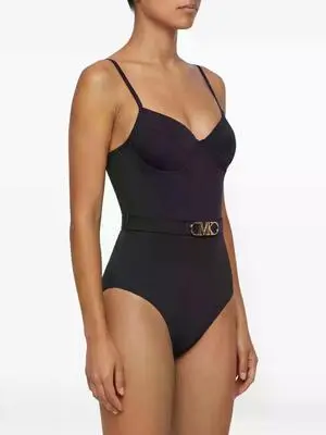 Michael Kors Logo Belted One Piece Swimsuit