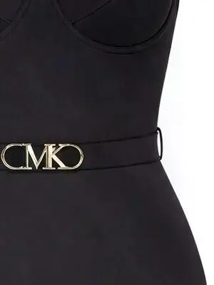 Michael Kors Logo Belted One Piece Swimsuit