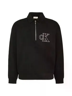 Calvin Klein Zipped Collared Polo Shirt - Black