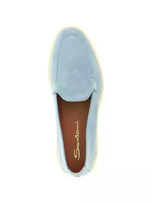 Santoni Suede Slip-on Loafers With Rubber Sole