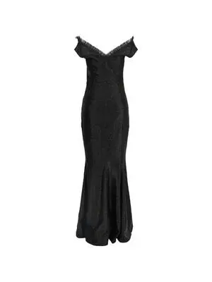 Norma Kamali Sequin Off-the-shoulder Mermaid Gown - Black