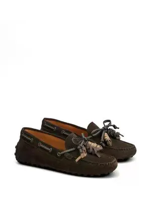 TOD'S Suede Tassel Detail Loafers