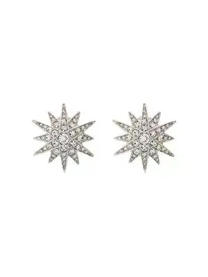 KENNETH JAY LANE Starburst Crystal Clip Earrings - Silver