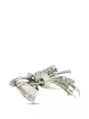 LB EXCLUSIVE Platinum Diamond And Pearl Brooch - Silver