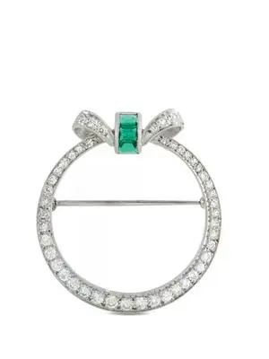 LB EXCLUSIVE Diamond And Emerald Brooch - Silver