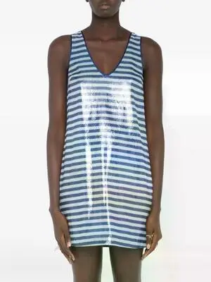 Zadig&Voltaire Rasha Sequined Striped V-neck Dress - Blue