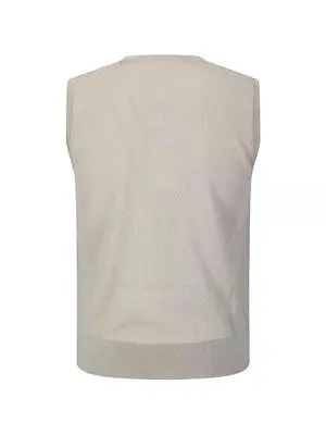 Maison Kitsuné Sleeveless Round Neck Wool Vest With Fox Embroidery - Neutrals