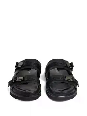 Fusalp Leather Double Strap Buckle Sandals - Black
