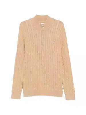 Gant Cable-knit Quarter Zip Sweater - Neutrals