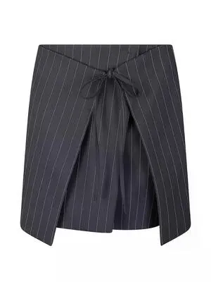 Sportmax Fatti Mini Pinstripe Skirt With Tie Detail - Grey