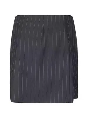 Sportmax Fatti Mini Pinstripe Skirt With Tie Detail - Grey