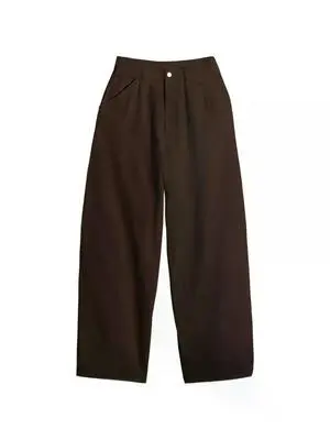 LEMAIRE Wide-leg Trousers In Broken Twill - Brown