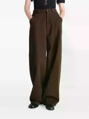 LEMAIRE Wide-leg Trousers In Broken Twill - Brown