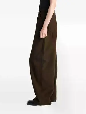 LEMAIRE Wide-leg Trousers In Broken Twill - Brown