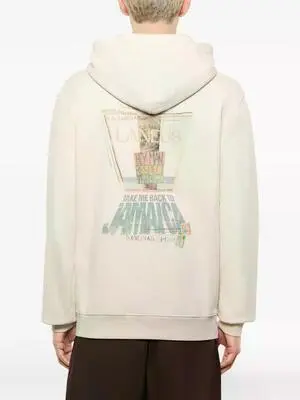 LANEUS Printed Hooded Sweatshirt - Neutrals