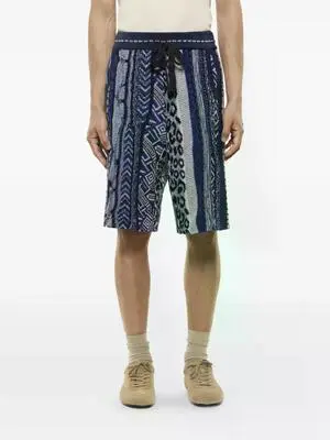 LANEUS Knitted Print Shorts - Blue