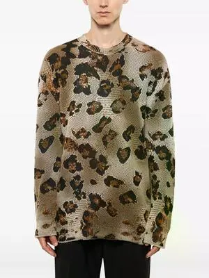 LANEUS Leopard Print Knitted Jumper