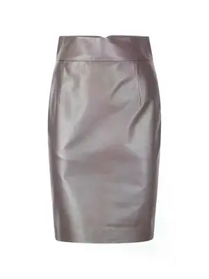 Tagliatore Leather Pencil Skirt - Grey
