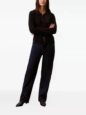 Calvin Klein Ribbed Collared Button-front Cardigan