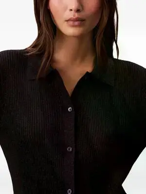 Calvin Klein Ribbed Collared Button-front Cardigan
