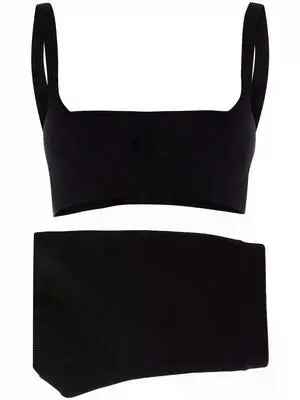 Red Valentino Knitted Crop Top And Shorts Set - Black
