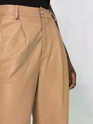 Red Valentino Camel Lambskin Leather High-waist Trousers