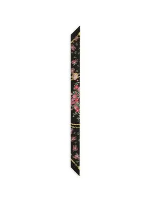 Dolce & Gabbana Small Rose Bouquets-print Silk Twill Bandeau - Black