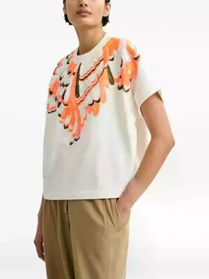 Essentiel Antwerp Sequined Peacock Motif T-shirt