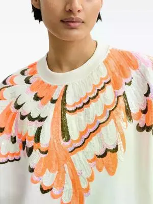 Essentiel Antwerp Sequined Peacock Motif T-shirt