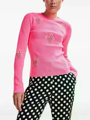 Essentiel Antwerp Floral Embroidered Ribbed Knit Sweater