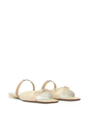 MAISON MARGIELA Bow Detailed Leather Slingback Shoes - Neutrals