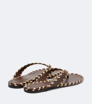 GIANVITO ROSSI Zaira Leather Thong Sandals - Brown