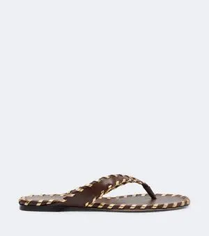 GIANVITO ROSSI Zaira Leather Thong Sandals - Brown