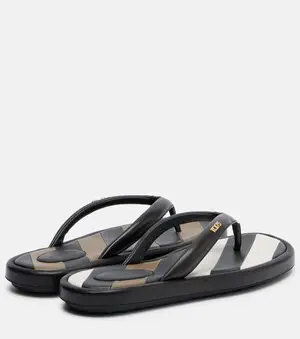 TOD'S Leather Thong Sandals With Gold Tone Hardware
