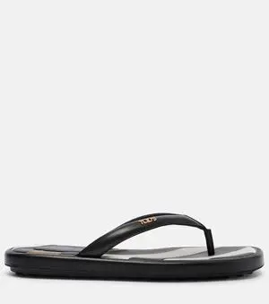 TOD'S Leather Thong Sandals With Gold Tone Hardware