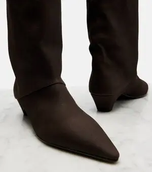Prada Leather Knee-high Pointed Toe Boots - Brown