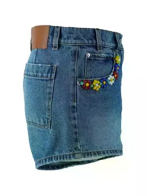 MSGM Floral Embellished Denim Shorts